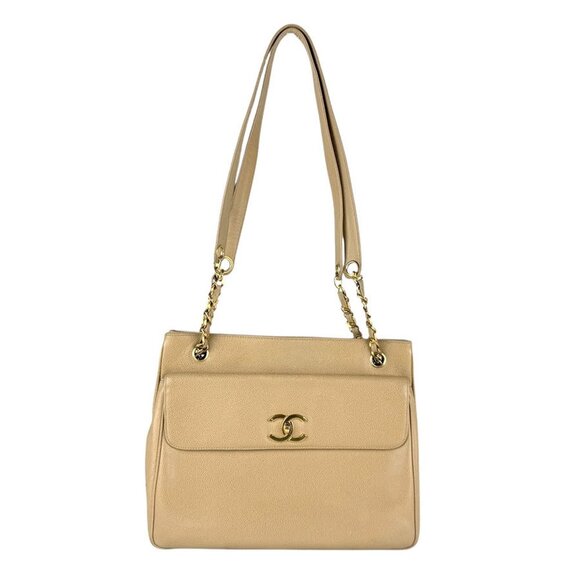 CHANEL | Bags | Chanel Cream Caviar Leather Shoulder Bag | Poshmark
